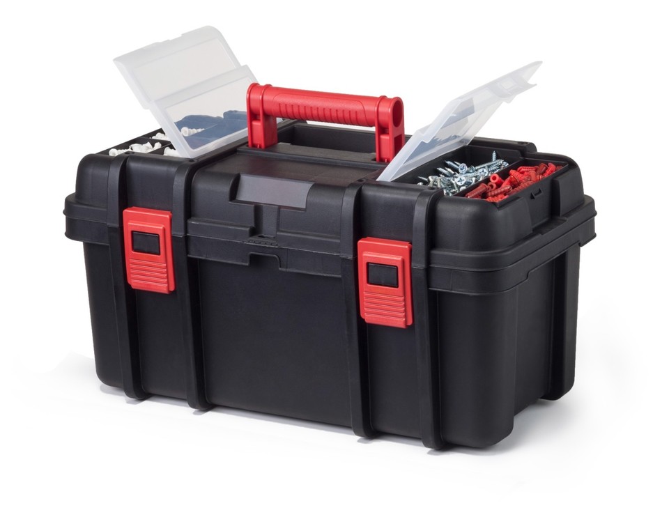 Hyper Tough 19-inch Toolbox, Plastic Tool and Hardware Storage, Black ...