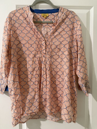 Roberta Roller Rabbit Top L Multicolored Print Beaded Edge 3/4 Sleeve ...