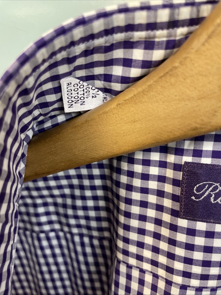EUC Ralph Lauren Purple Label Button Down Shirt Purple /White Gingham ...
