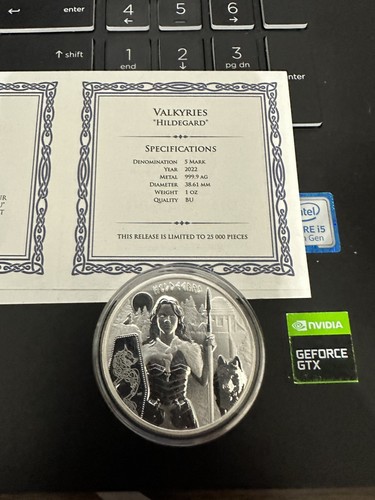 2022-Germania Valkyries Hildegard-BU 1 oz Silver .9999 Coin w Capsule-5 Mark | eBay