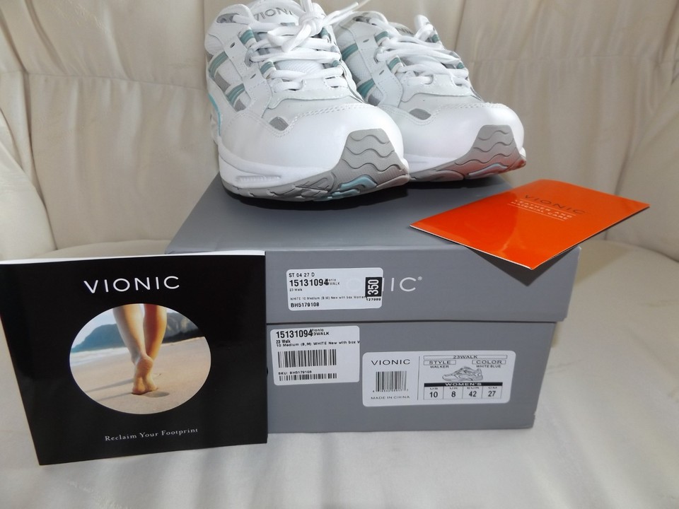 Vionic White Blue Walker Sneakers Walking Shoes Ladies 10 Comfortable ...