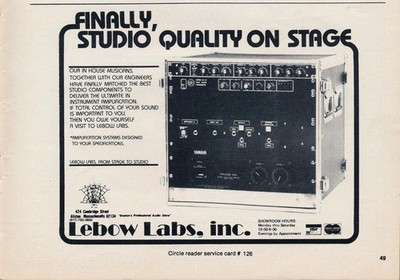 Magazine Ad - 1978 - Lebow Labs Inc., Allston, MA - Amplifiers | eBay