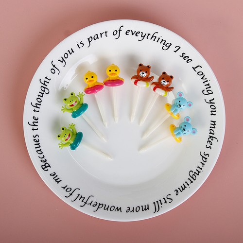 8pcs Cartoon Animal Fruit Fork Fruit Stick Lunch Stick Cake Fork Food ...