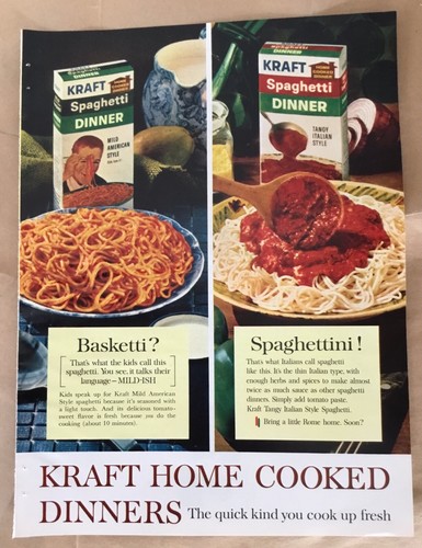 Kraft spaghetti dinner print ad 1965 vintage retro 1960s food art mild ...