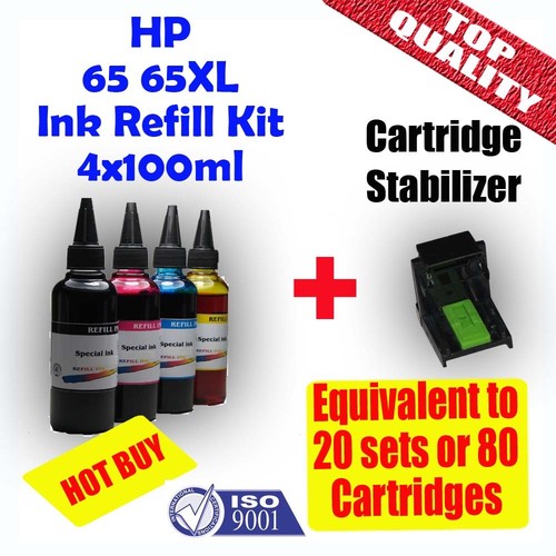 HP 65 65XL Refill Ink Cartridges 4x100ml Deskjet 2620 3720 3721 3722 ...