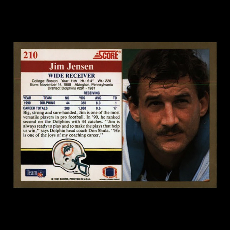 1991 Score Football #210 - Jim Jensen [Base] Miami Dolphins | eBay