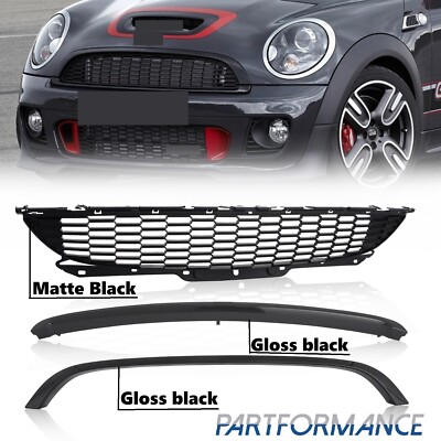 Front Grill Grille W/ Frame For 2007-15 Mini Cooper JCW R55 R56 R57 R58 ...