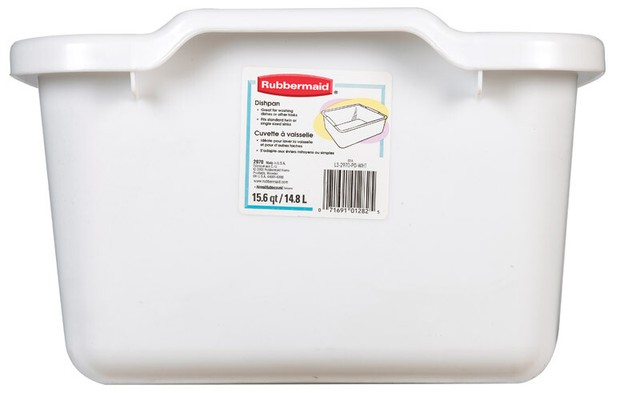 Rubbermaid 2970ARWHT Plastic Microban Antimicrobial Dishpan White 15.6 ...