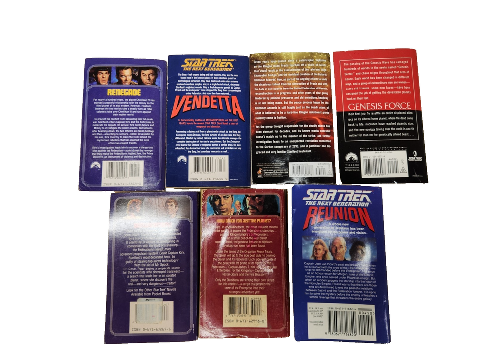 Star Trek TOS & TNG series 7 paperback books, a great read or gift. | eBay