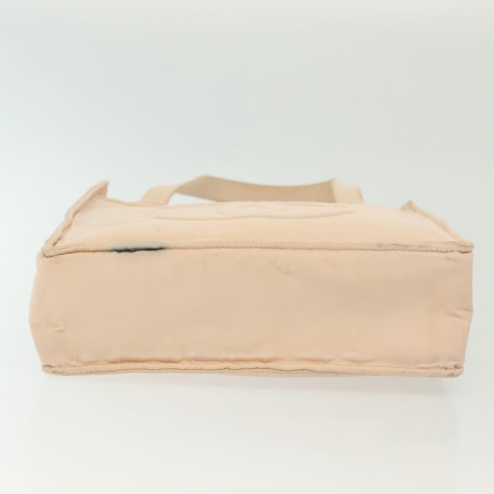 CHANEL COCO Mark Hand Bag Nylon Beige Gold CC Auth 141982 | eBay