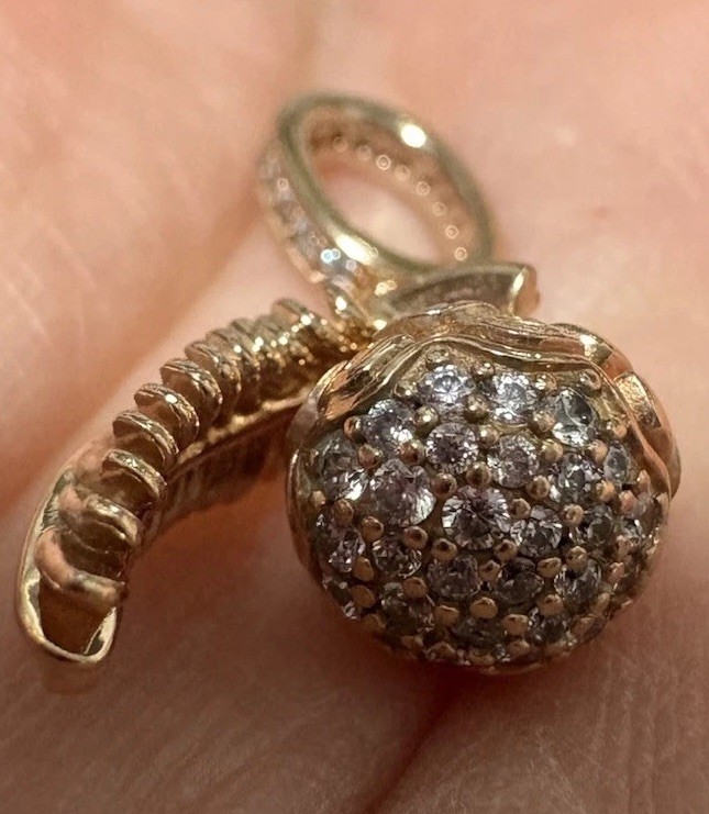 Pandora Sparkling Pine Cone 14k Rose Gold-plated Dangle Charm 789557C01 ...