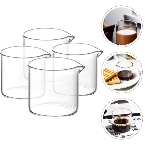 4 Pcs Glass Milk Cup Work Travel Dispenser for Coffee Small Pitcher ...