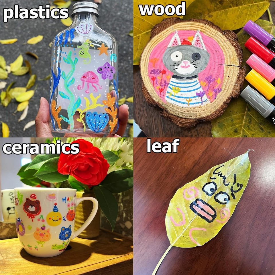 24 Colors Dual Tip Acrylic Paint Markers for Paper, Pottery, Stones ...