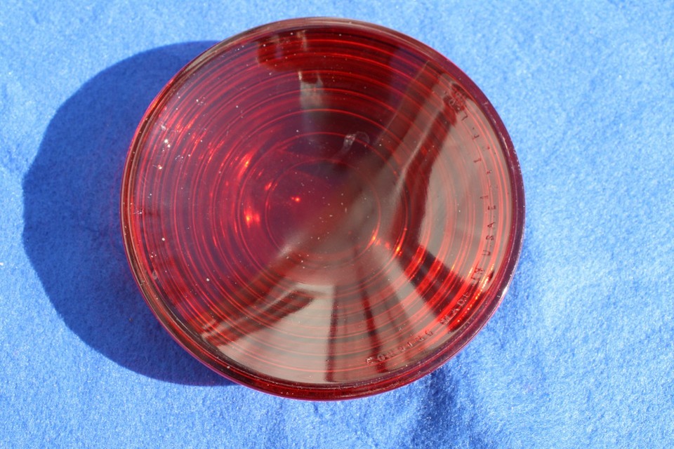RED Corning Glass Lens Railroad Signal Auto Train Stop Light 5 1/2 1935 ...