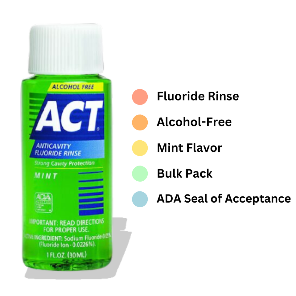 48-Lot ACT Fluoride Rinse Travel Size Bulk Mouthwash, Mint Flavor ...