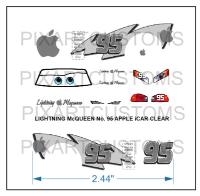 FOR DISNEY PIXAR CARS CUSTOM LIGHTNING MCQUEEN No. 95 APPLE iCAR DECAL ...
