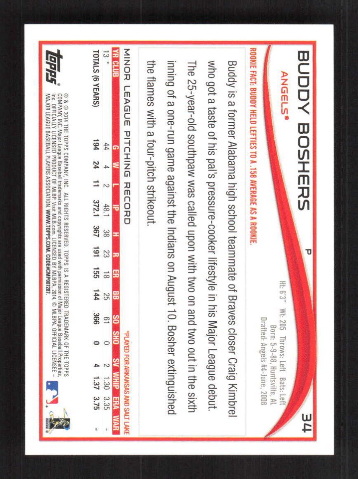 Buddy Boshers 2014 Topps Green Los Angeles Angels #34 | eBay