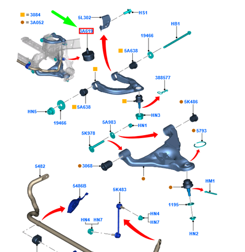 FORD RANGER T6 Front Suspension Arm Bump Stop 1732766 AB31-3090-AC NEW ...