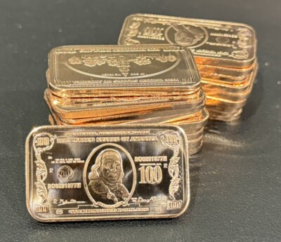 NEW! LOT OF 100 X 1 OZ $100 HUNDRED Banknote .999 COPPER LOC BL4A5 tube ...