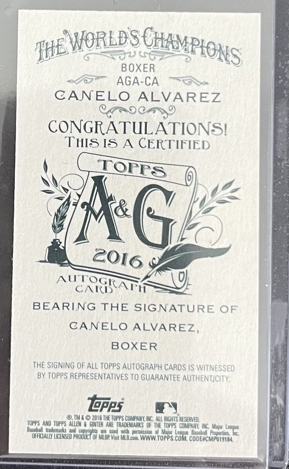 2016 MINI CANELO ALVAREZ, TOPPS G&A CERTIFIED AUTOGRAPH 6/10 red Ink ...