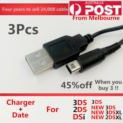 3PCS USB Charger Cable for Nintendo 3DS / 3DS XL – Charging Power Cord ...