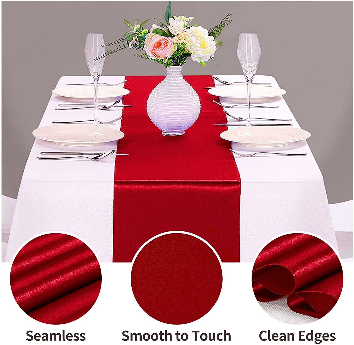 10X Satin Table Runner Wedding Event Party Decoration 30x275cm - 9 ...