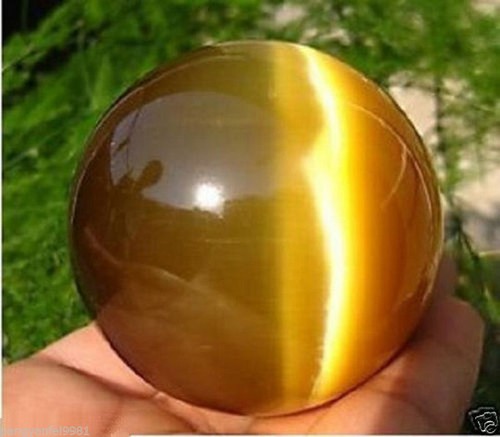 ASIAN QUARTZ YELLOW CAT EYE CRYSTAL BALL SPHERE 40MM | eBay