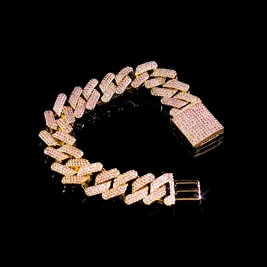 Hip Hop Jewelry Bracelet ICED OUT 5A+ CZ Gold Silver Color Cuban Hand ...