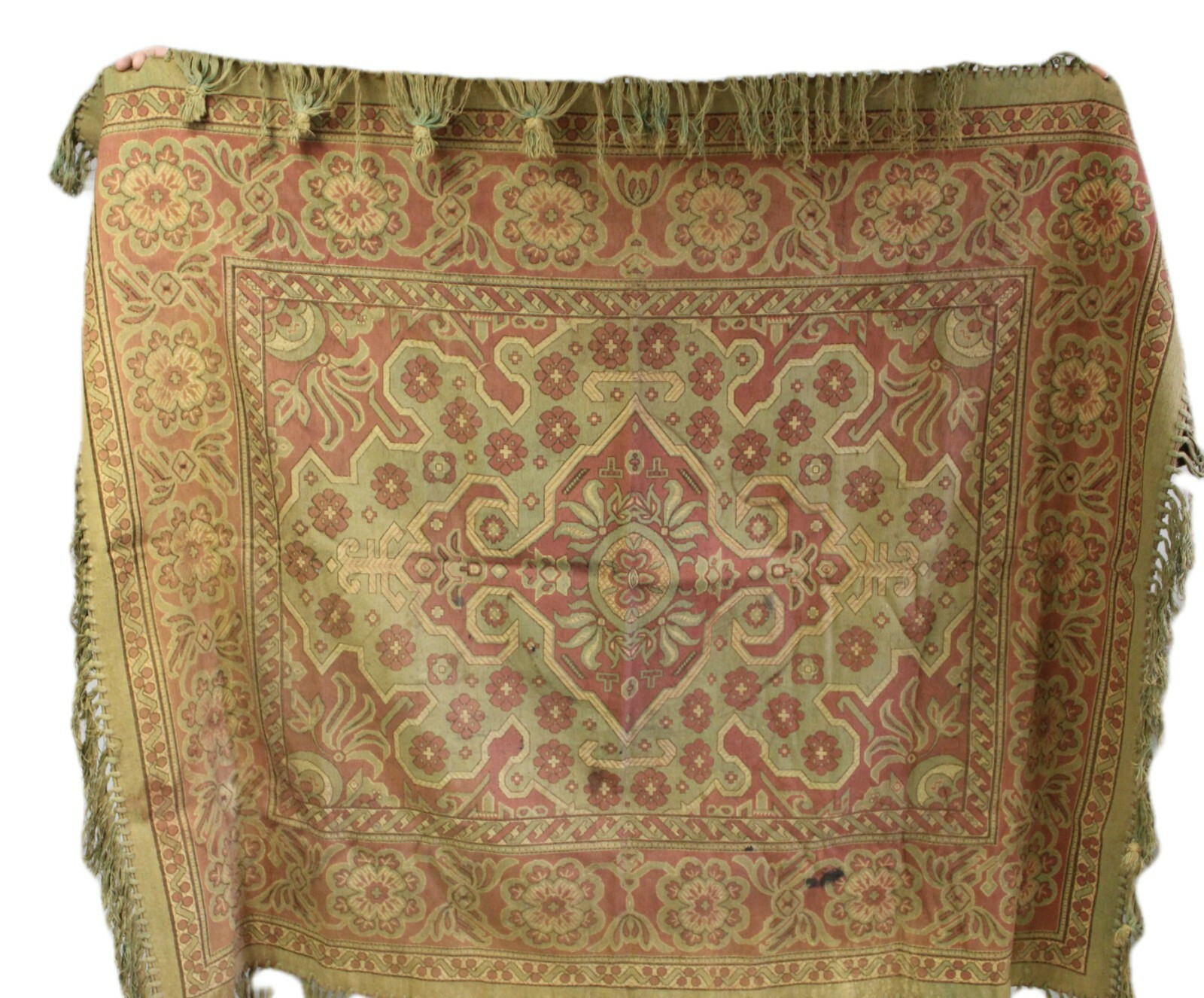 Vintage Table Cover Arts Crafts Era Muted Colors Red Green Attic Find ...