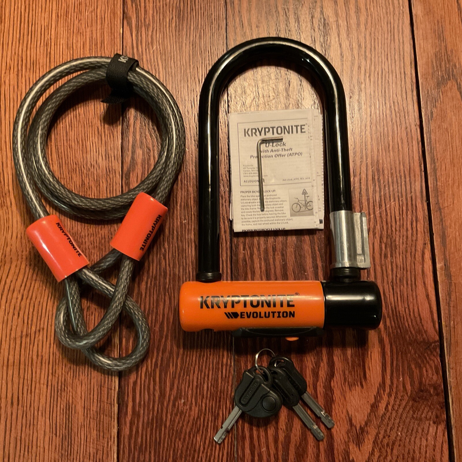 Kryptonite Evolution Mini 7 U-Lock With 4’ Cable, Bike Lock, 3 Keys | eBay