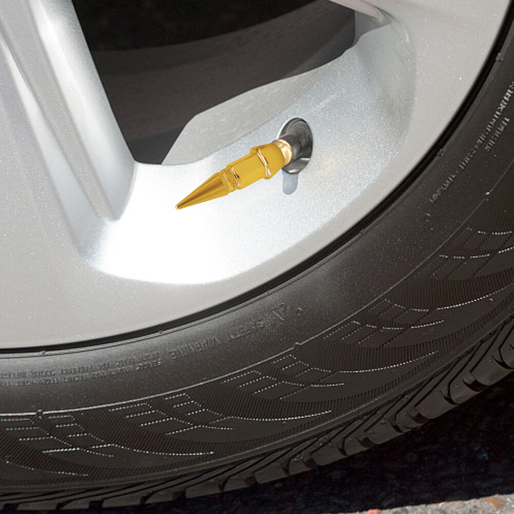 Spiked Valve Stem Caps Aluminum Spiked Lug Nuts for Most Vehicles (Gold ...