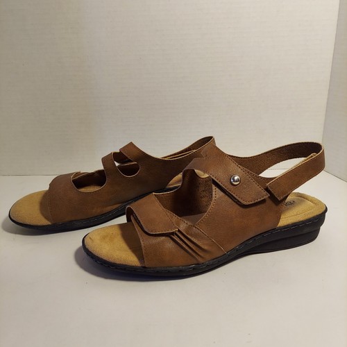 Cobbie Cuddlers Women’s Shoes Sz 9 Faux Leather Sandals Straps Brown ...