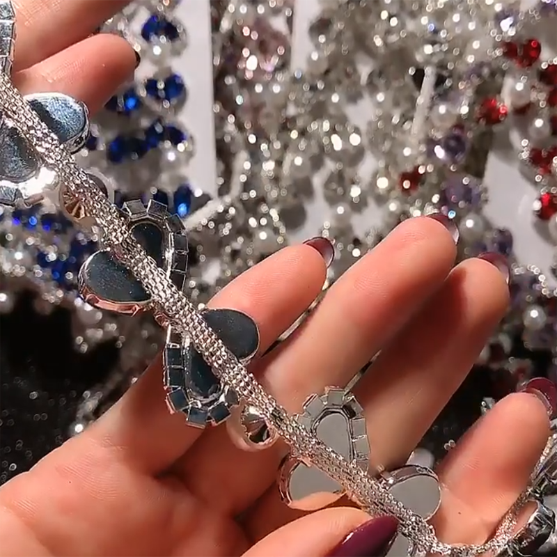 90cm Faux Pearl Crystal Rhinestone Chain Ribbon Trimming DIY Apparel ...