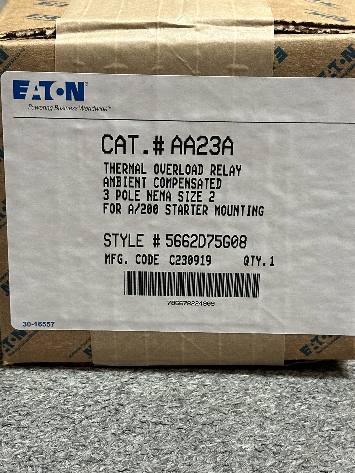 AA23A Eaton Cutler Hammer Overload Relay A200 Size 2 5662D75G08 Brand ...