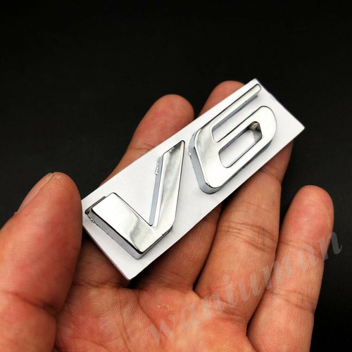 Metal Chrome V6 Vntage Car Trunk Tailgate Fender Emblem Badge Decal ...