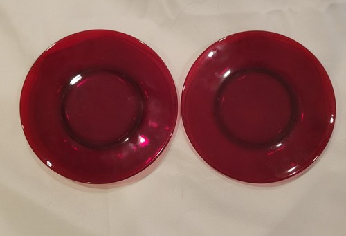 Pair Vintage Anchor Hocking Royal Ruby Red 6 1/4" Bread & Butter ...