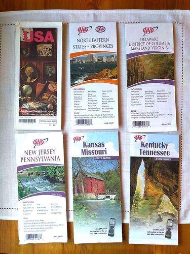 Lot of 6 AAA Paper Road Maps Foldout Glovebox - USA - Ephemera Travel | eBay
