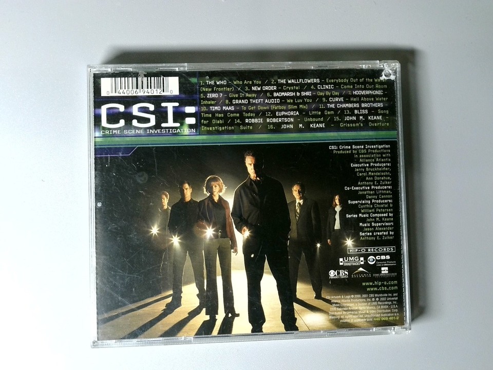 CSI Crime Scene Investigation The Soundtrack 2002 Hip-O Records CD ...