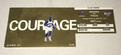 2003 Season NBA Ticket Stub Jordan Pistons WIZARDS MCI Center Game ...