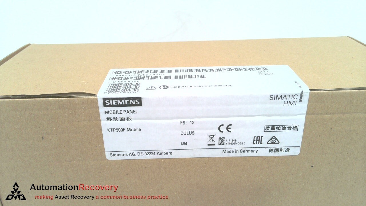 SIEMENS 6AV2125-2JB23-0AX0, SIMATICS HMI KTP900F 9" MOBILE PANEL, NEW ...