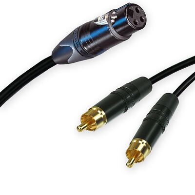 Neutrik Female XLR Split to 2 Dual RCA Phono Cable. Splitter Duplicator ...