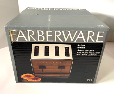 VTG Farberware Chrome and Wood Finish 4 Slice Toaster Model #295 New ...