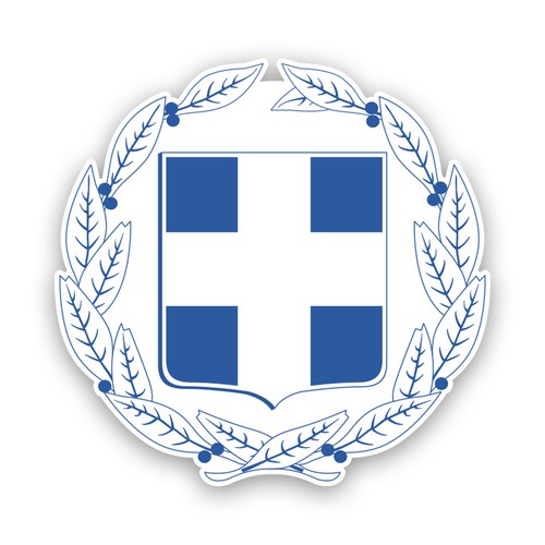 Greek Coat of Arms Sticker Decal - Weatherproof - greece flag grc gr ...