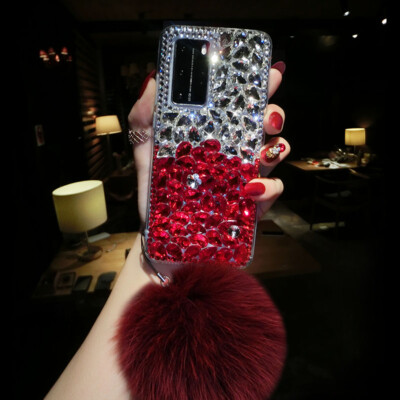 Bling Glitter Diamond Fluffy Rabbit Fur Ball Sparkle Crystal Luxury ...