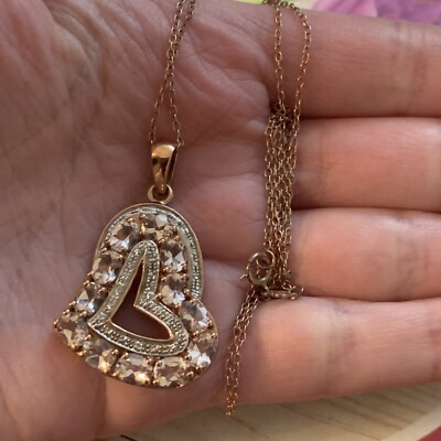 STS CHUCK CLEMENCY MORGANITE DIAMOND HEART STERLING SILVER PENDANT ...