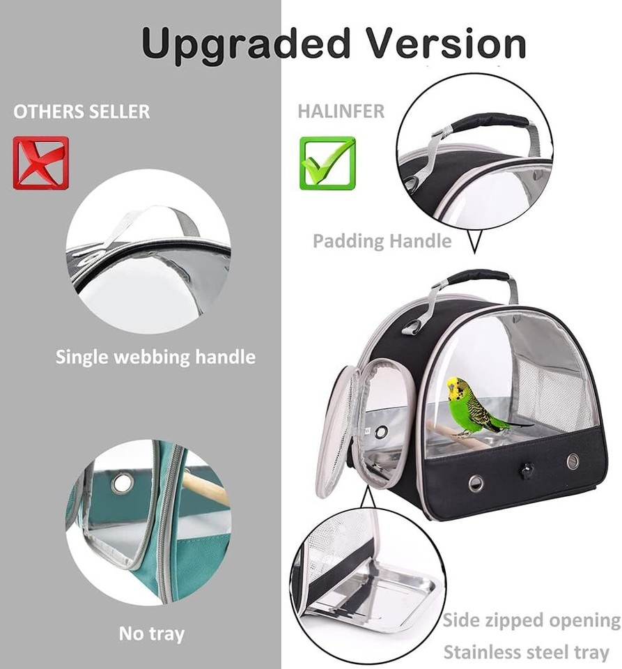 Small Bird Travel Cage Carrier, Portable Small Bird Parrot Parakeet ...
