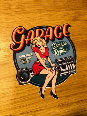 PIN UP GARAGE SERVICE Aufkleber Sticker Custom Parts Old School Girl US ...