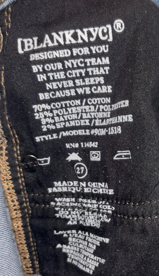 Distressed Cropped Rough Hem Mid Rise Skinny Jeans By BLANK NYC Size 27 ...