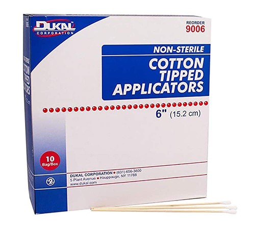 Dukal Cotton Tipped Applicators 6 inch. Pack of 1000 Swabsticks. Wood ...