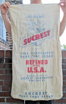 Vintage/Antique SUCREST NY 100lb Sugar cloth Gunny Sack 34X19 ...